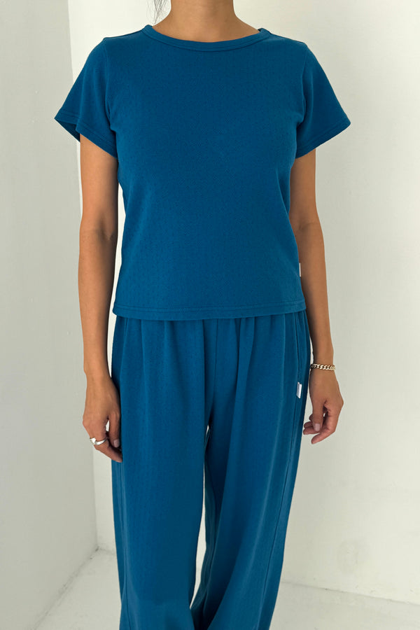 Pointelle Babe Tee - Sea Blue
