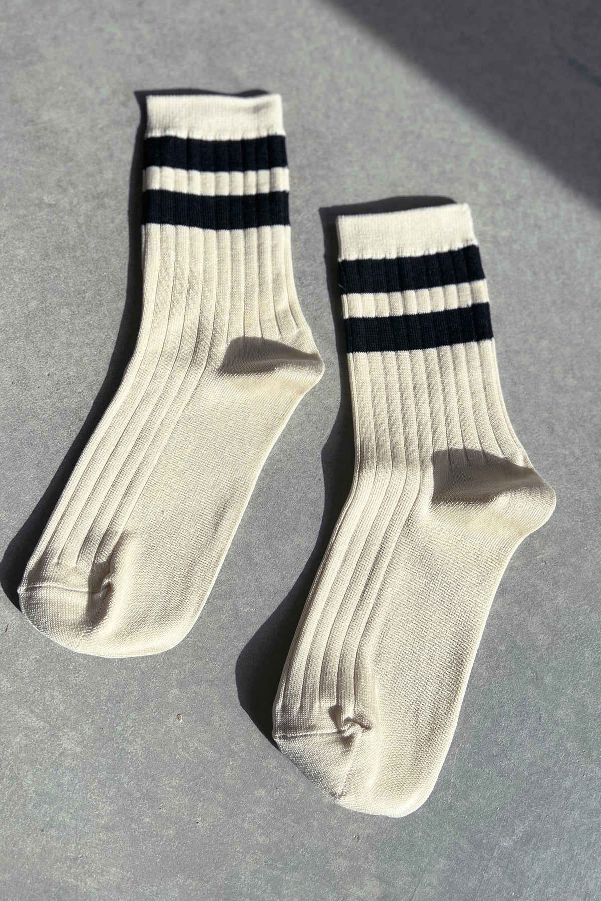 Her Varsity Socks - CREAM BLACK